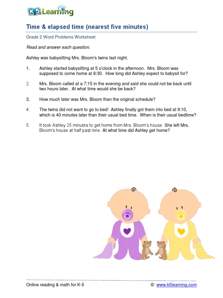 Grade 2 Elapsed Time Word Problems C | PDF