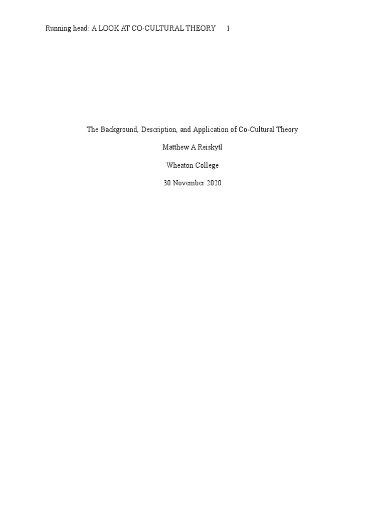 Co-Cultural Theory | Download Free PDF | Idea | Theory