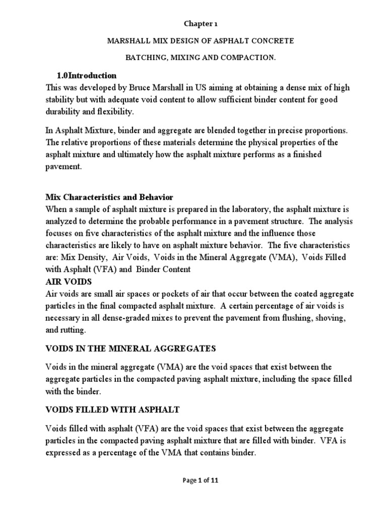 Marshall Mix Design for Asphalt Concrete | PDF | Asphalt | Mixture