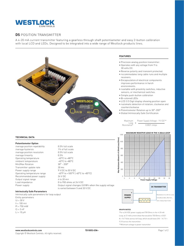 Westlock DS Position Transmitter Overview | PDF | Power Supply ...