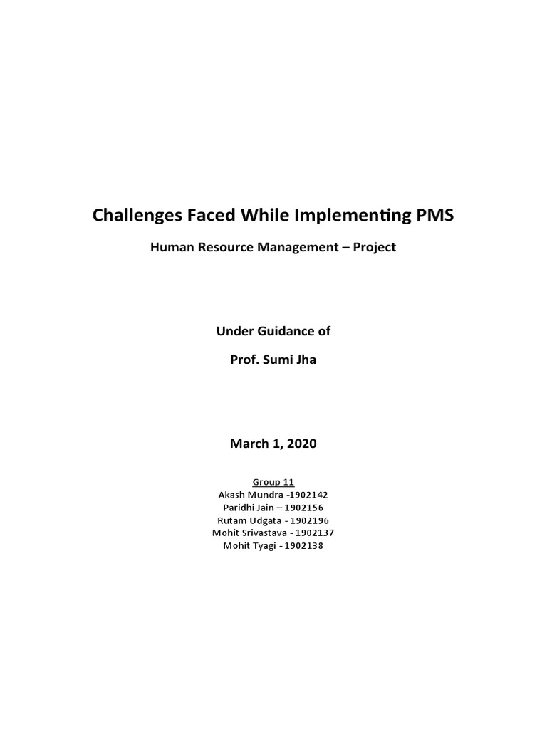 Implementing PMS Challenges Group Project HR Management | PDF ...