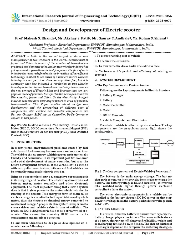 Electric Vehicle Ddesign & Development Process | PDF | Electric Motor ...