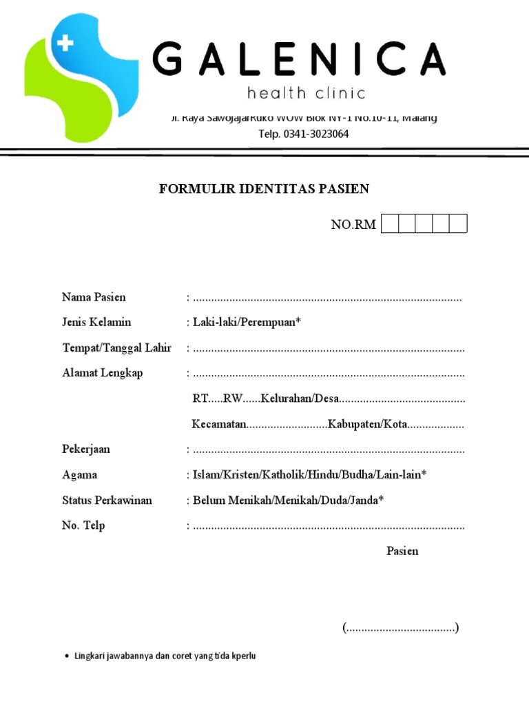 Formulir Identitas Pasien | PDF