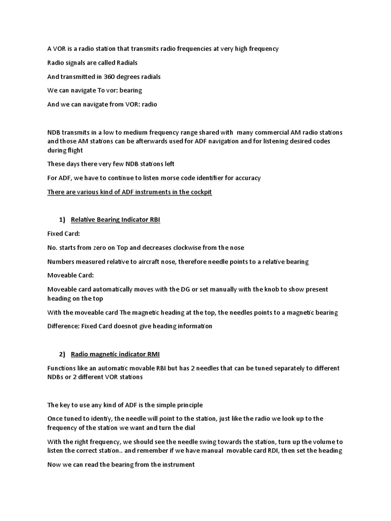 1) Relative Bearing Indicator RBI | PDF | Aerospace Engineering ...