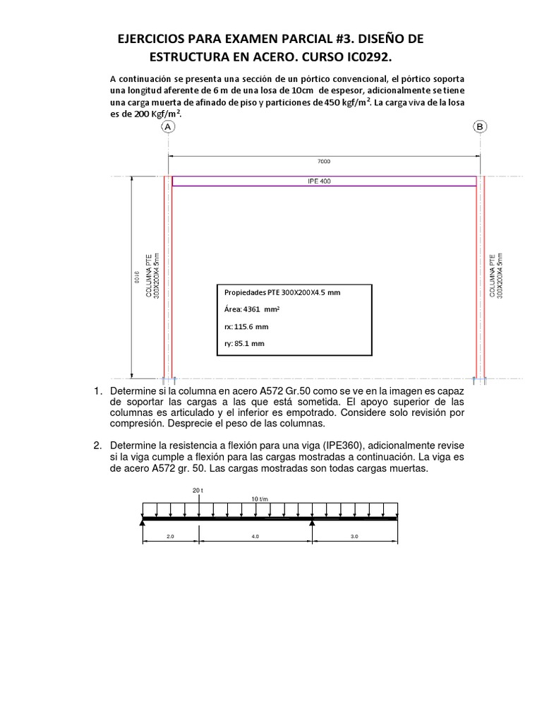 Ejercicios Practicos para Curso de Diseño en Acero - Parcial#3 | PDF