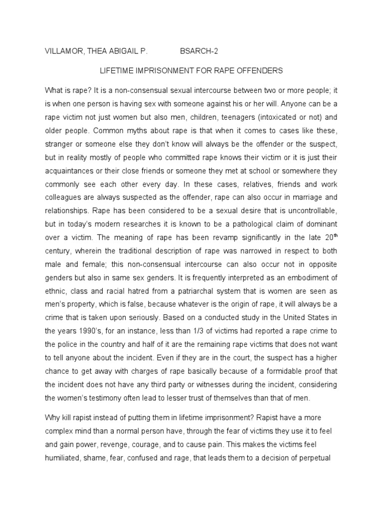 Argumentative Essay | PDF | Rape | Crime & Violence
