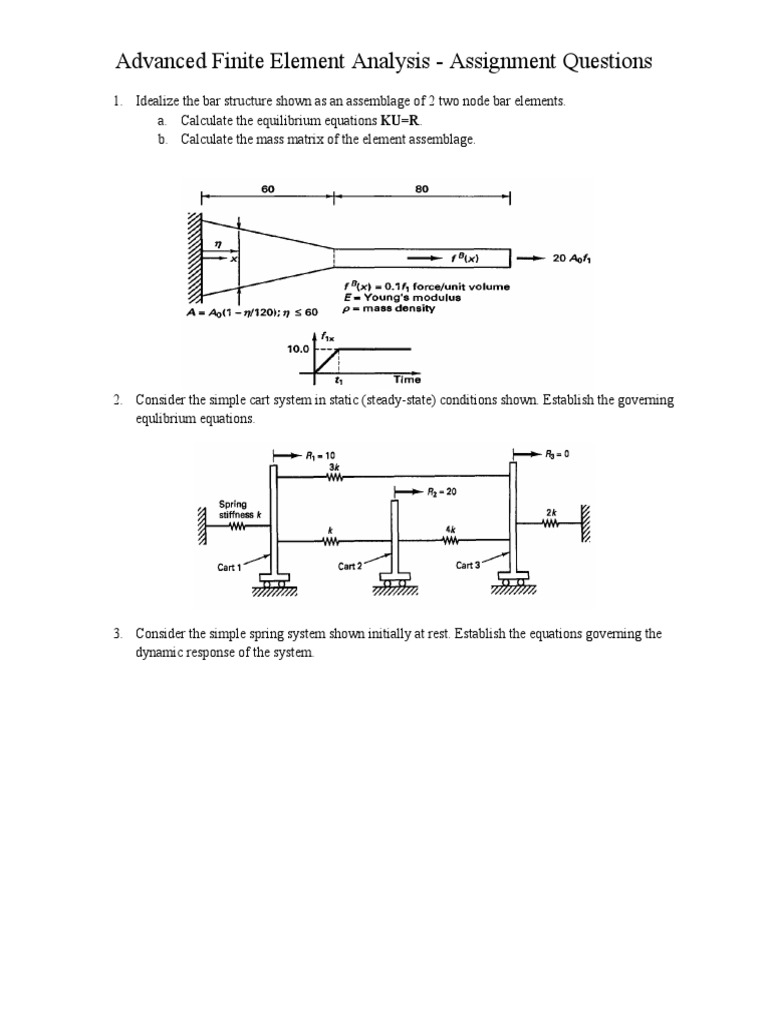 Advanced Finite Element Analysis - Assignment Questions | PDF | Science & Mathematics