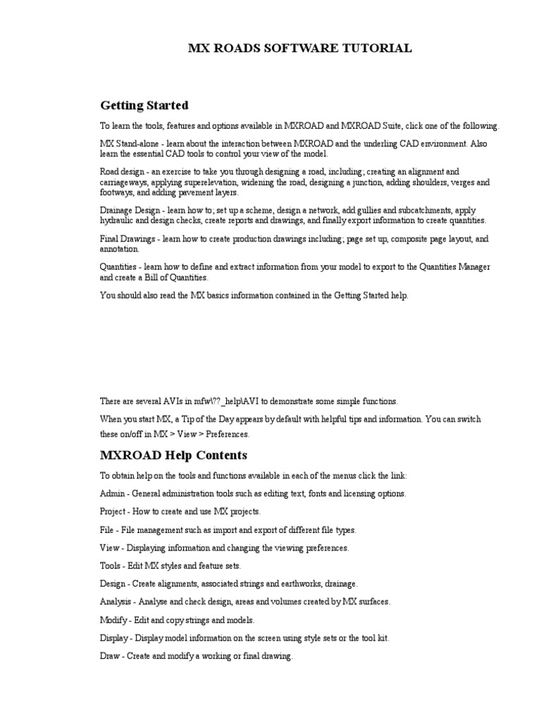 An Introduction to Designing Roads with MXROAD Software | PDF | Computing | Software