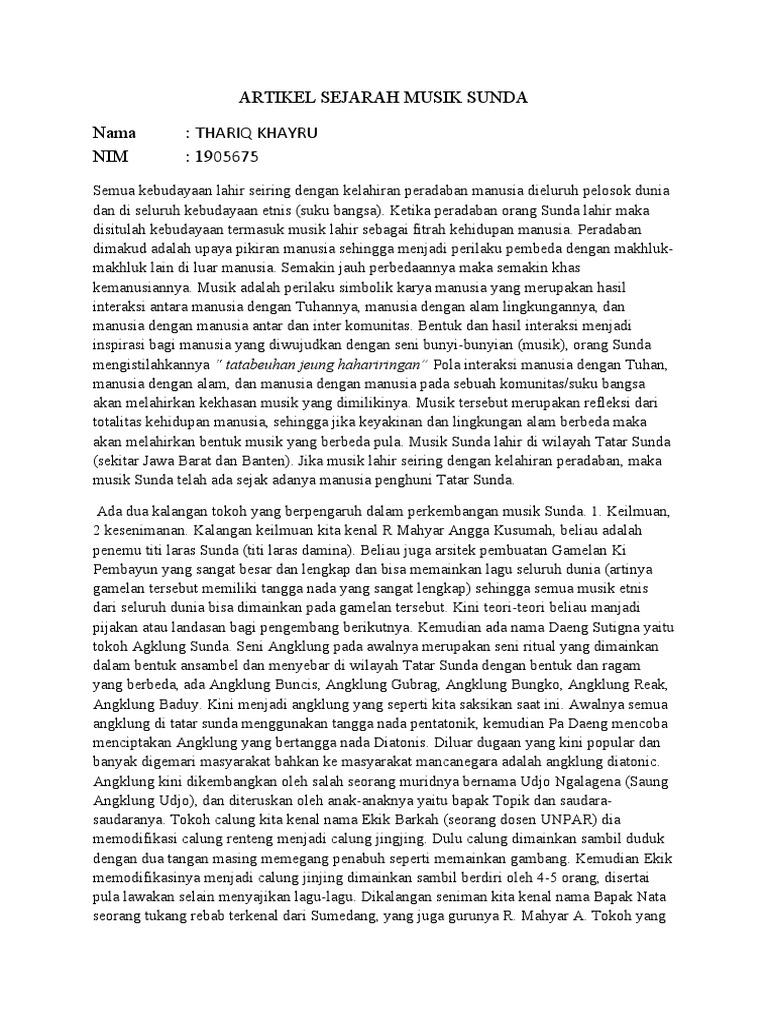 Sejarah dan Tokoh Musik Sunda | PDF