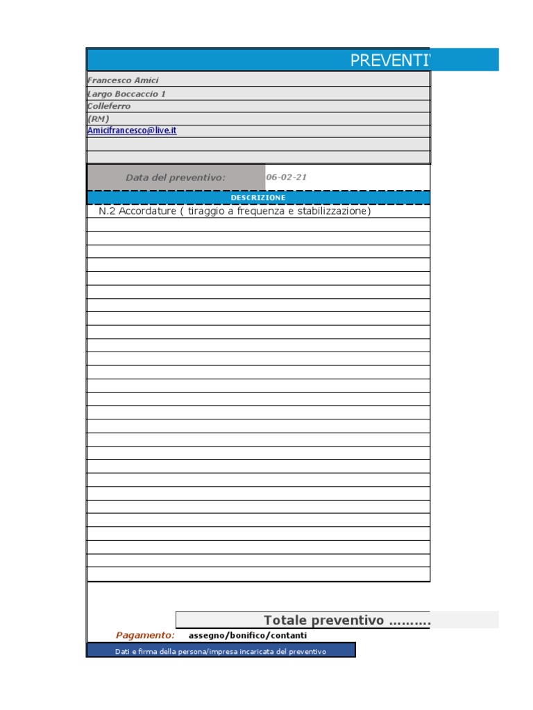 Modello Preventivo Excel | PDF