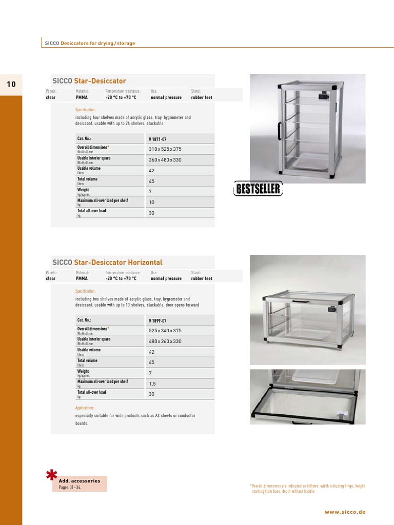 SICCO Star-Desiccator Specifications | PDF | Poly(Methyl Methacrylate ...