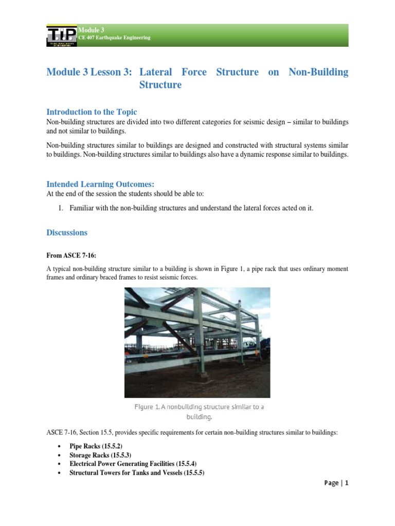 Module 3 Lesson 3: Lateral Force Structure On Non-Building Structure ...