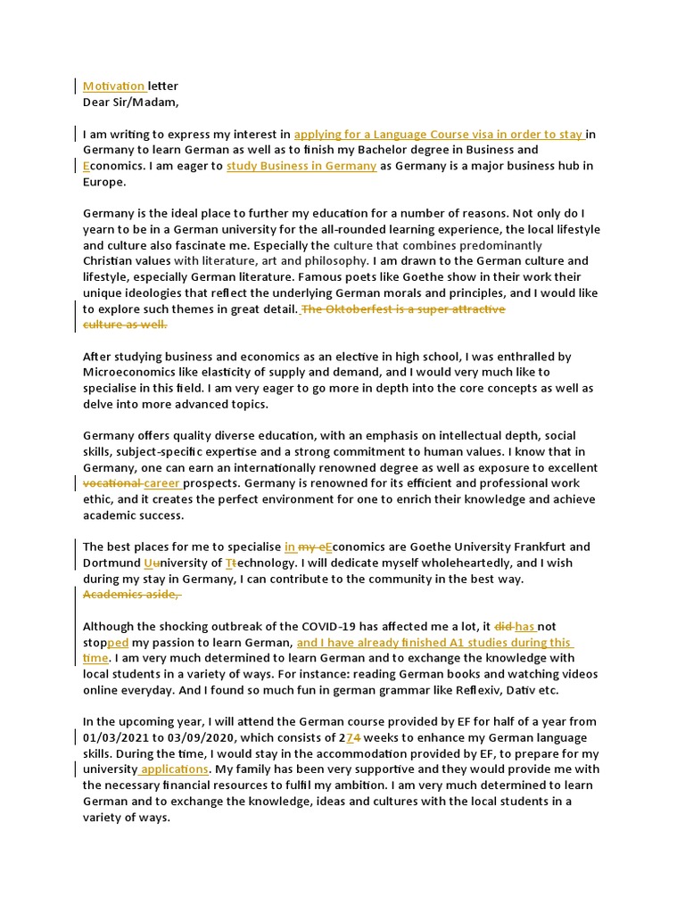 Sum Yuet Cheung - Motivation Letter - JT | PDF | Economics | Germany