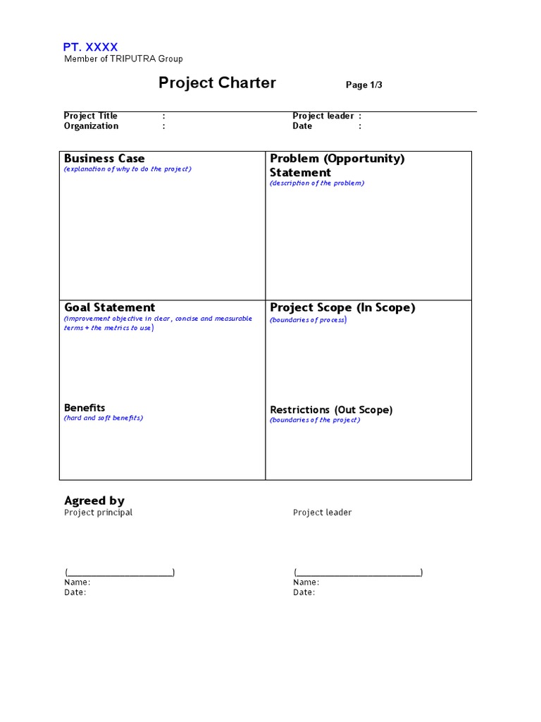 Project Charter: Business Case Problem (Opportunity) Statement | PDF ...