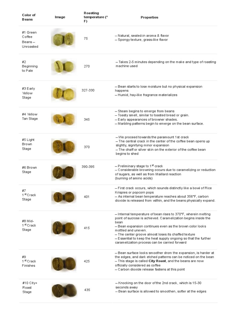 Coffee Bean Color Chart - Colors Description | PDF | Food Industry ...