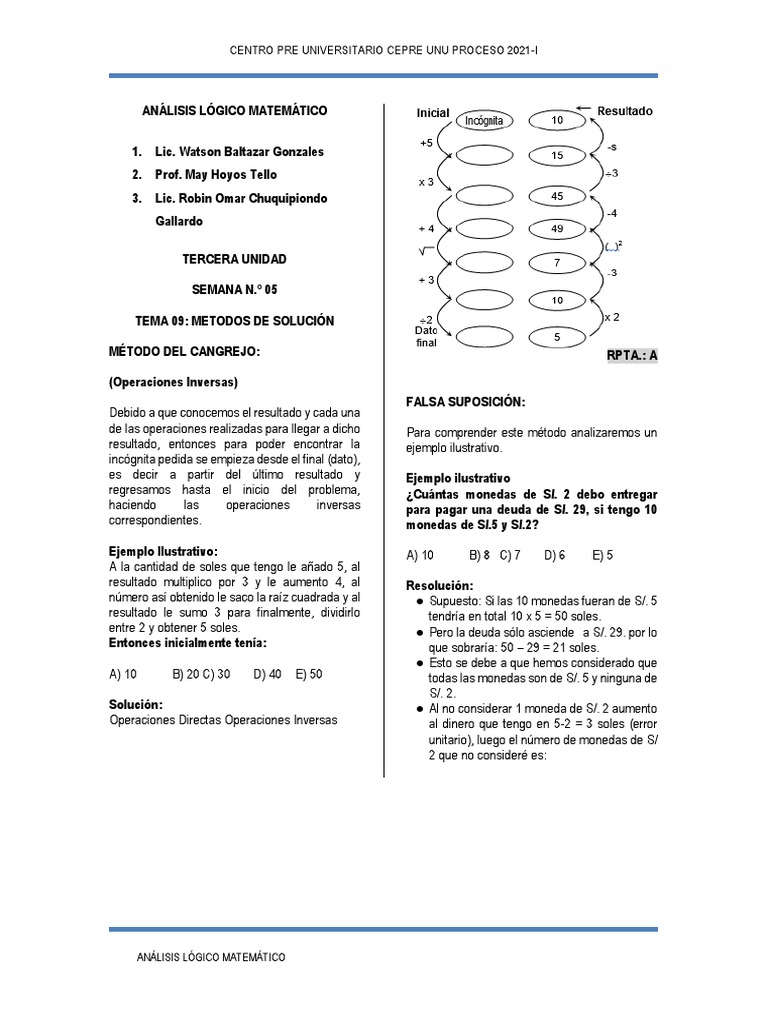Semana #05 RLM | PDF | Ecuaciones | Matemática Elemental