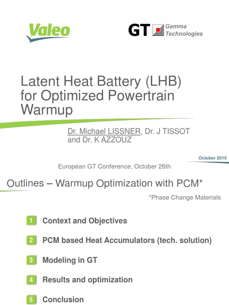 Valeo Latent Heat Battery Optimization | PDF | Coolant | Heat