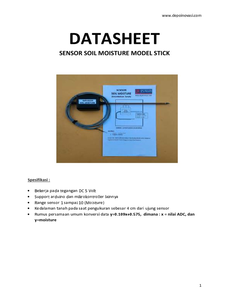 Datasheet Sensor Soil Moisture Stick | PDF | Soil Science | Soil