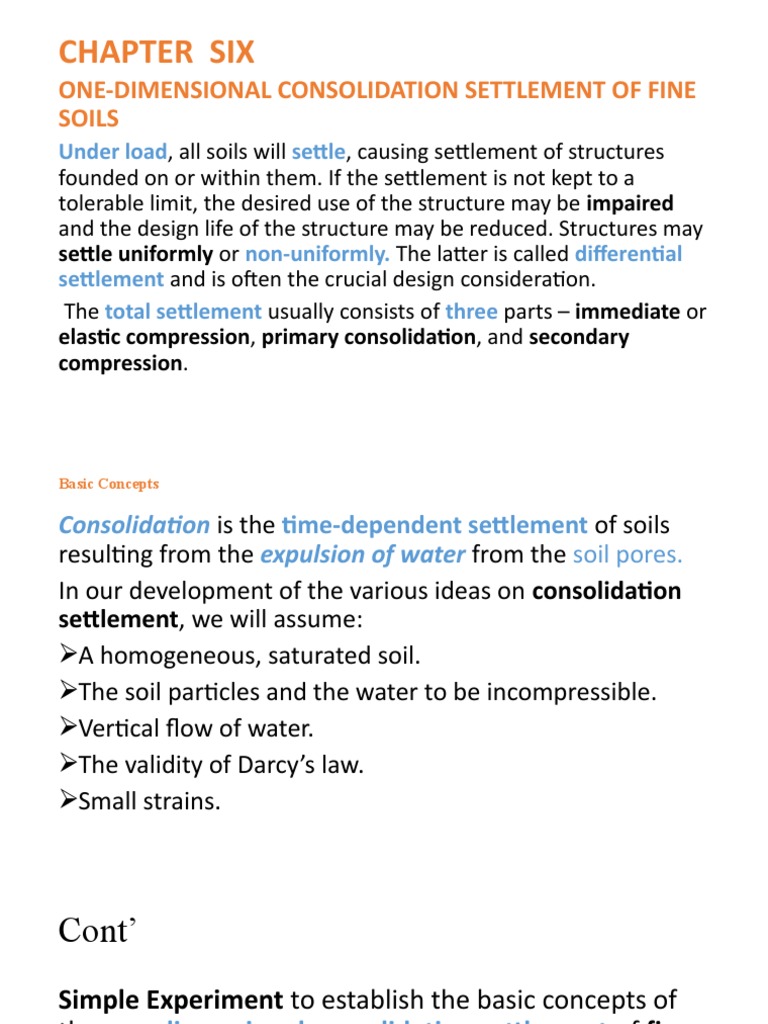 Chapter Six: One-Dimensional Consolidation Settlement of Fine Soils | PDF | Geotechnical ...