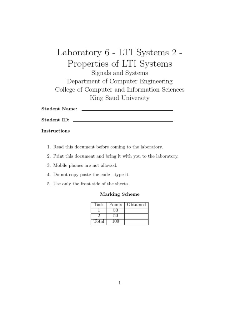 Laboratory 6 - Properties of LTI Systems | PDF | Computer Science ...
