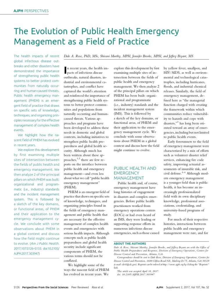 The Evolution of Public Health Emergency Ajph.2017.303947 | PDF ...