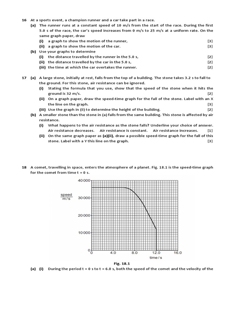Runner vs Car Race Graphs | PDF | Parachute | Speed