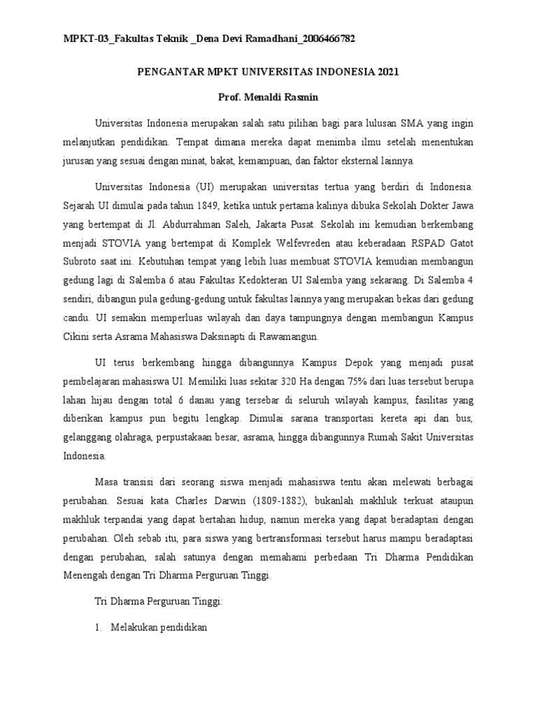 MPKT-03 - Fakultas Teknik - Dena Devi Ramadhani - 2006466782 | PDF | Sains & Matematika
