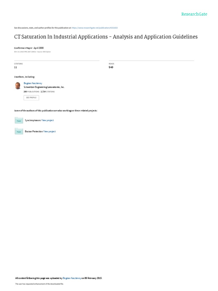 CT Saturation in Industrial Applications - Analysis and Application ...