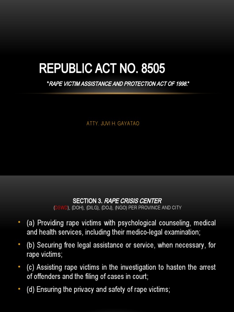 Ra 8505 | PDF | Prosecutor | Rape