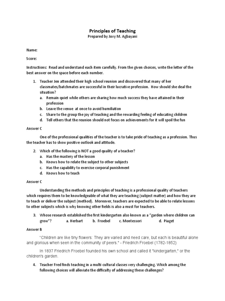 Key Principles of Effective Teaching | PDF | Classroom Management ...