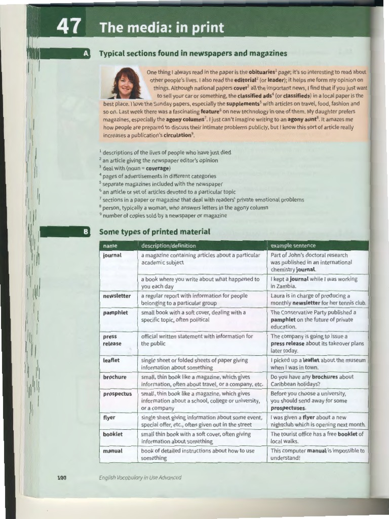 Typical Sections Found in Newspapers and Magazines: Name Description ...