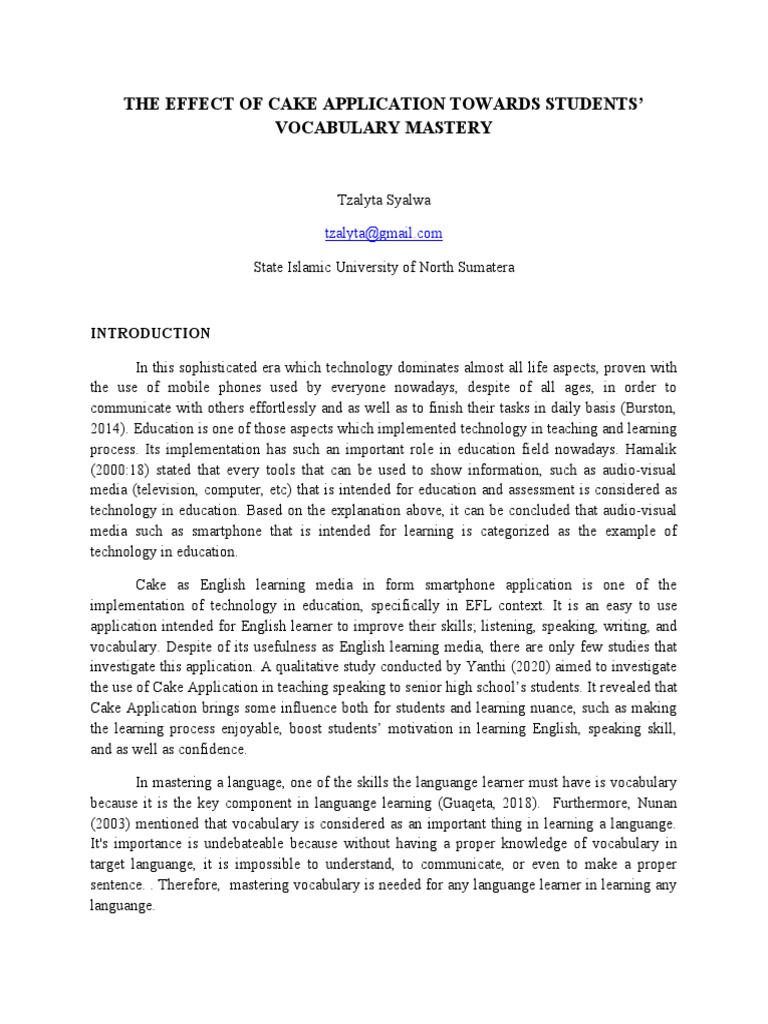 (Proceeding Paper) Tzalyta Syalwa | PDF | Vocabulary | Language Education