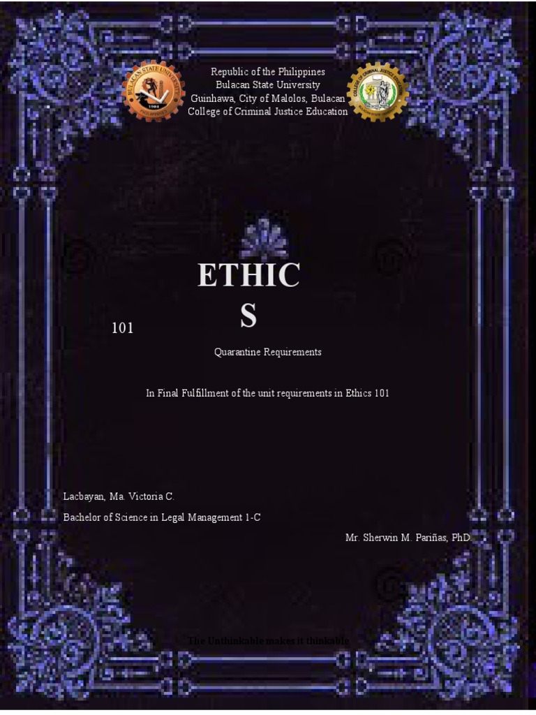 Ethics 101 Final Requirements | PDF | Morality | Utilitarianism