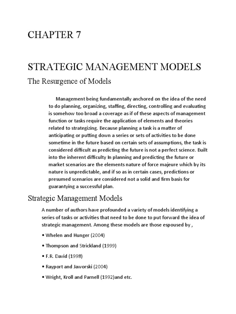 Strategic Management Models: The Resurgence of Models | PDF | Career ...