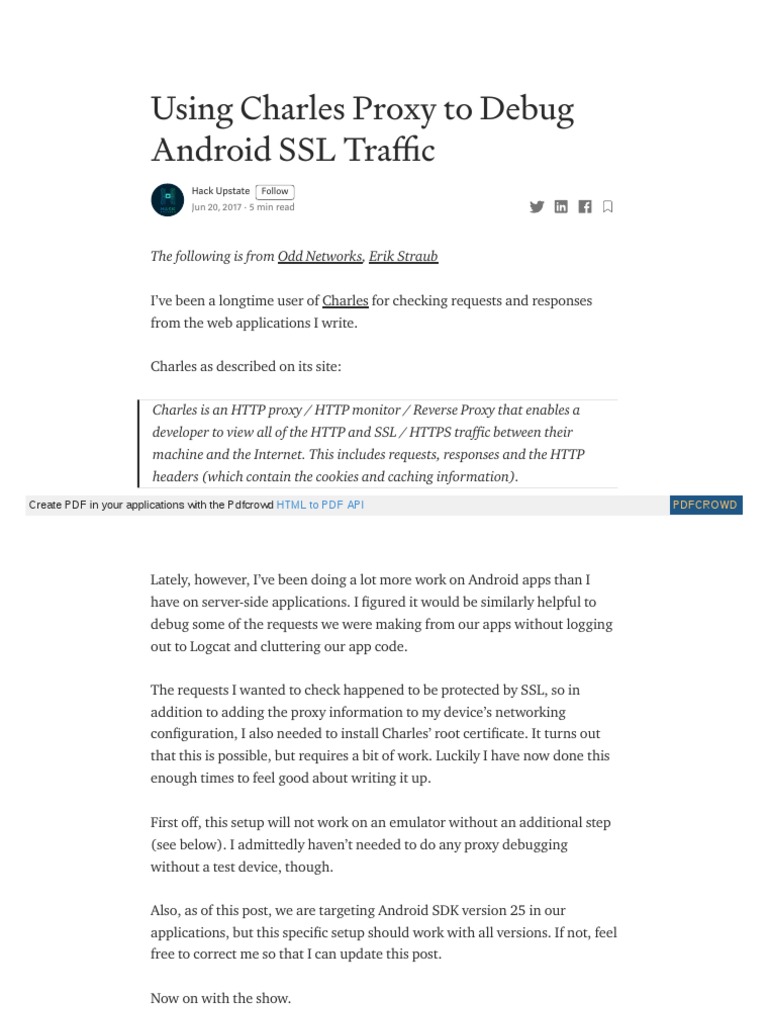 Using Charles Proxy To Debug Android SSL Tra C: Hack Upstate | PDF | Proxy Server | Web Application