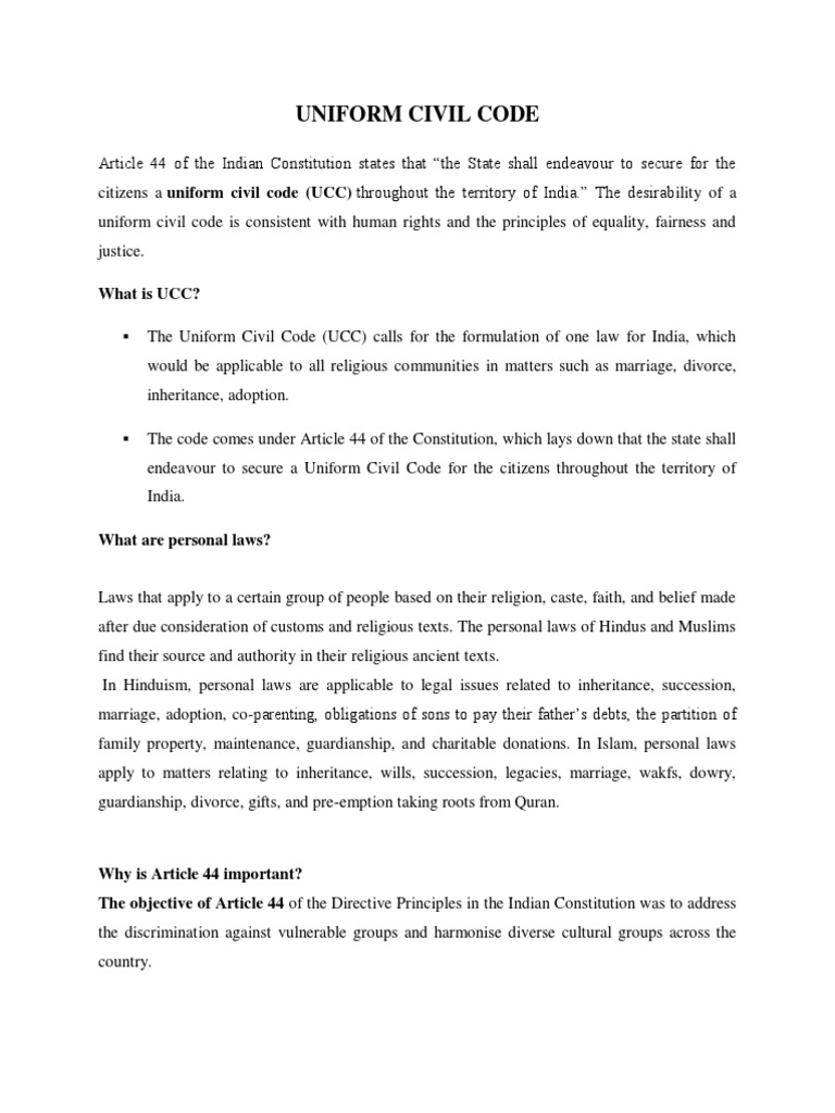 Uniform Civil Code | PDF | Justice | Crime & Violence