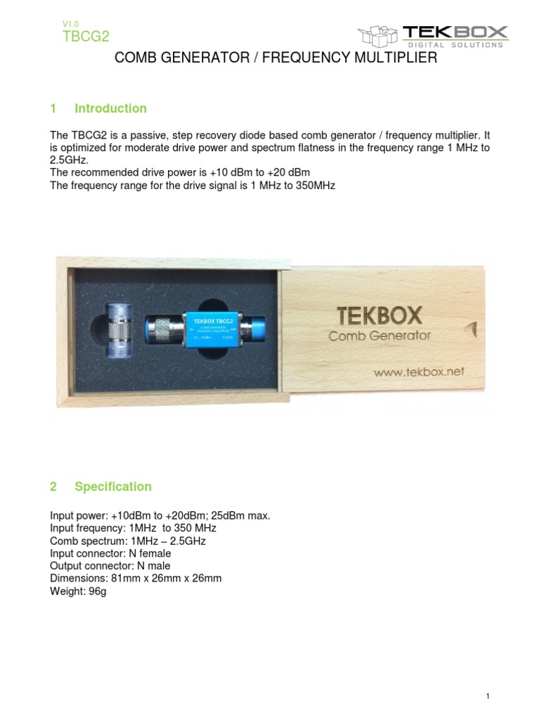 Comb Generator / Frequency Multiplier: Tbcg2 | PDF | Hertz | Spectrum