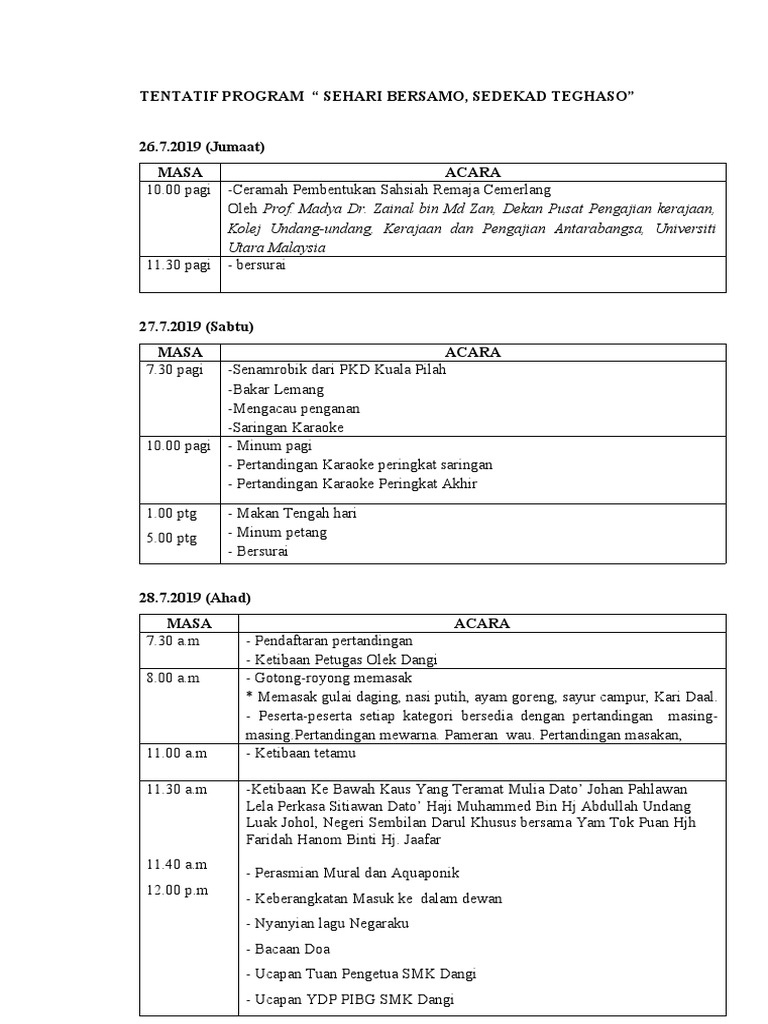 Tentatif Program | PDF