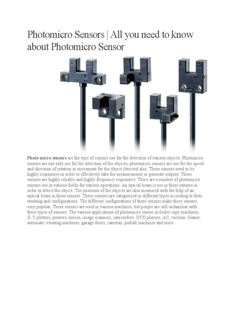 Photomicro Sensors - All You Need To Know About Photomicro Sensor | PDF ...