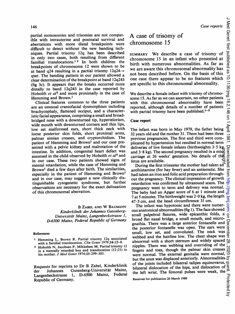 Chromosome: A Case of Trisomy of 15 | PDF | Heart | Pregnancy