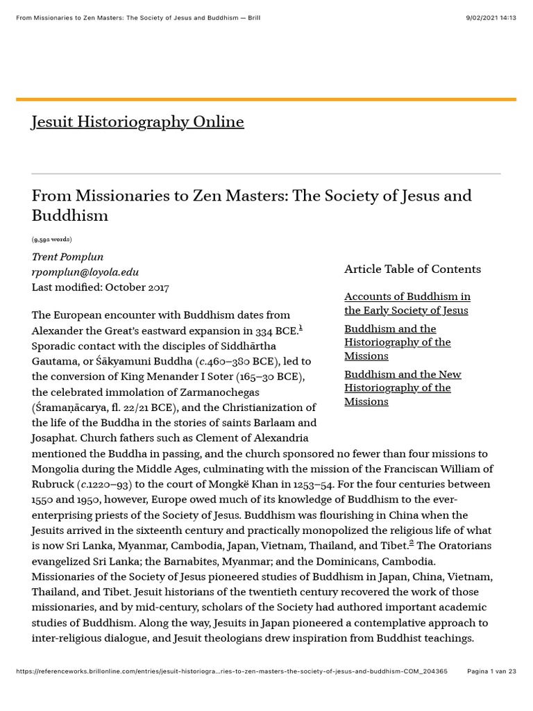 From Missionaries To Zen Masters: The Society of Jesus and Buddhism ...