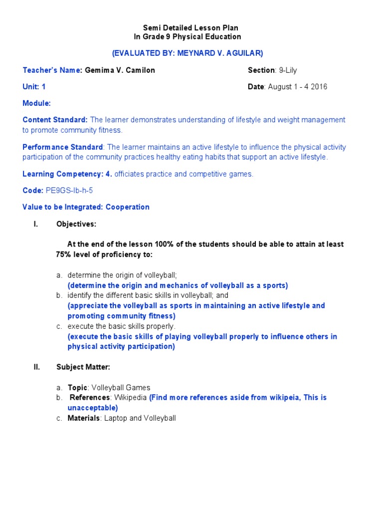 Aguilar Lp#1 Physical Education Grade 9 | PDF | Sports & Recreation