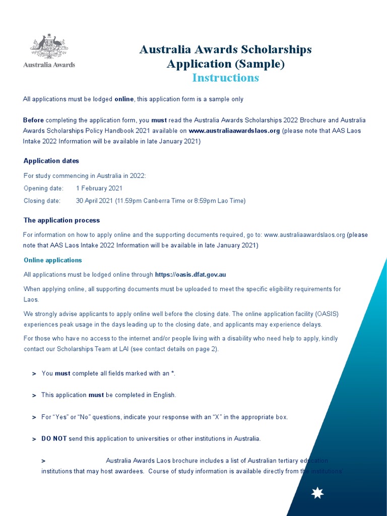 AAS Application Form Sample | PDF | International English Language ...