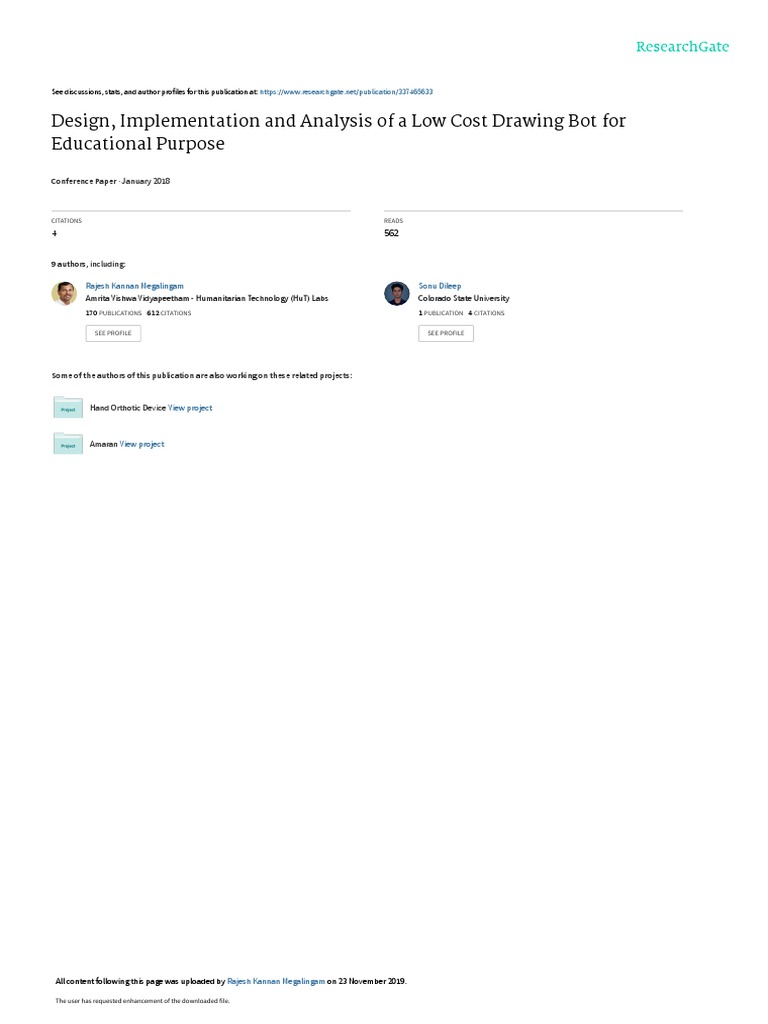 Design, Implementation and Analysis of A Low Cost Drawing Bot For ...