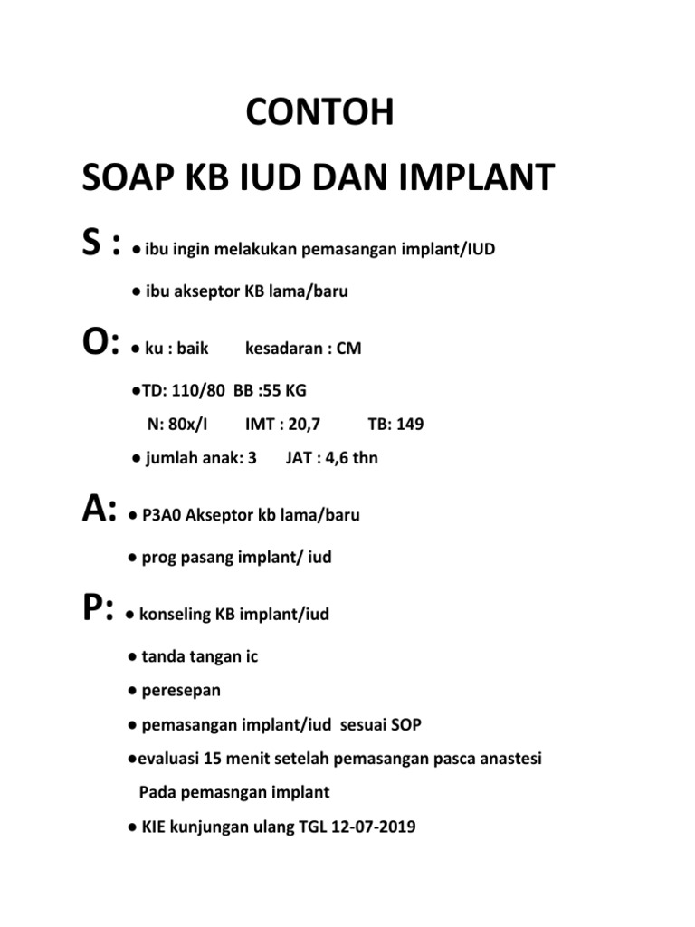CONTOH Soap KB | PDF | Kesehatan Holistik