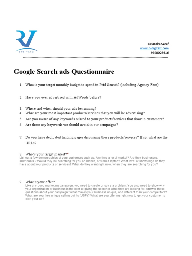 Google Ads Questions | PDF | Media Manipulation | Promotion And ...