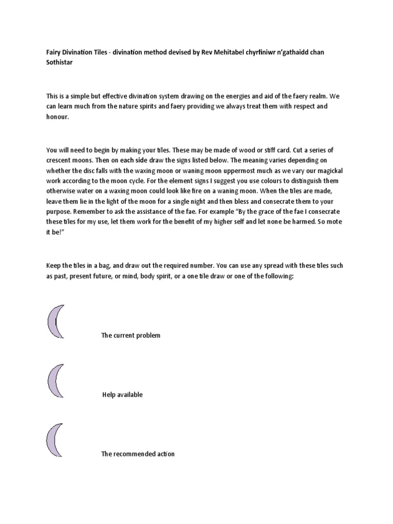 Fairy Divination Tiles - Divination Method Devised by Rev Mehitabel ...