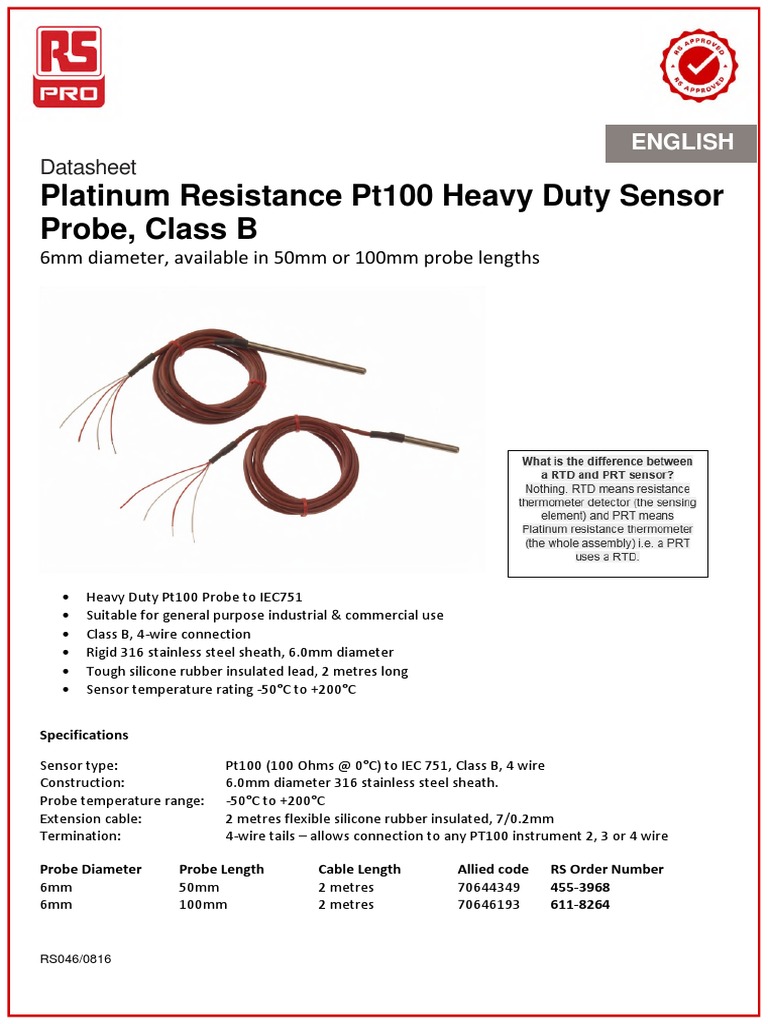 Platinum Resistance Pt100 | PDF | Electrical Components | Physical ...