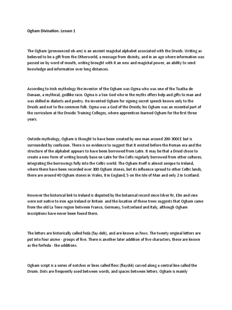 Ogham Divination. Lesson 1 | Download Free PDF | Druid | Celts