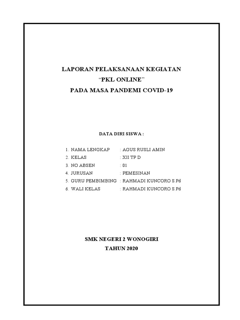 Laporan Kegiatan PKL Online-Agus Rusli Amin - 01 | PDF